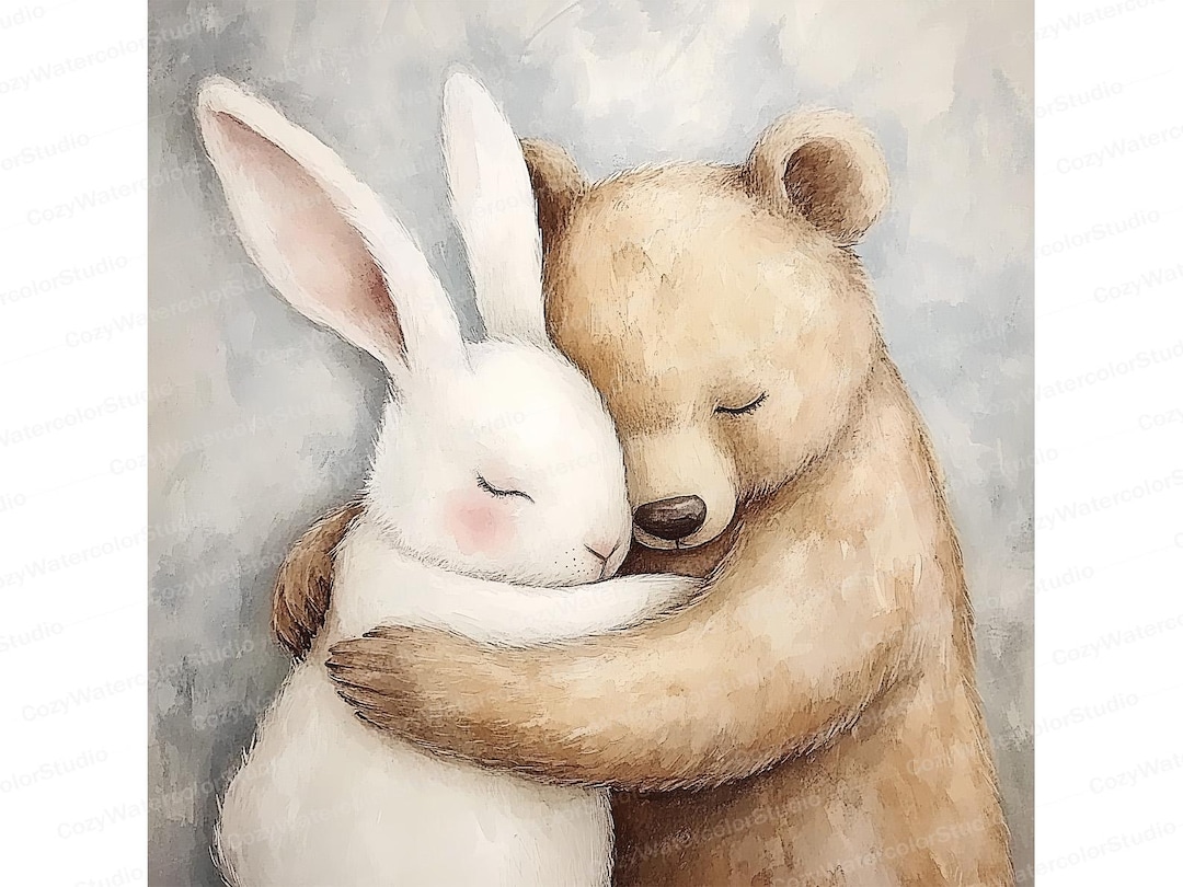 10 Bear and Rabbit Hug Clipart – Adorable Watercolor Animal ...