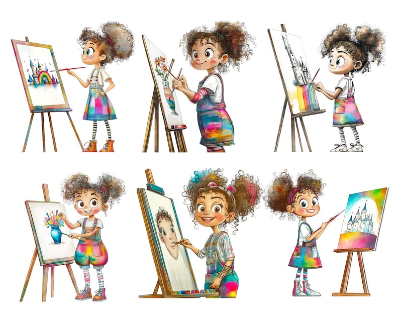 25 Artistic Girl Cliparts for Scrapbooking and Junk Journal | Colorful ...