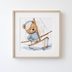 Teddy Bear Sailor Clipart: Nautical Nursery Art (PNG Digital Download ...