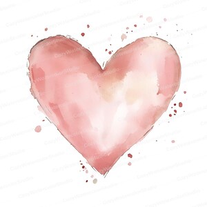 Watercolor Heart Clipart: Romantic Pink Art (instant Download) - Etsy