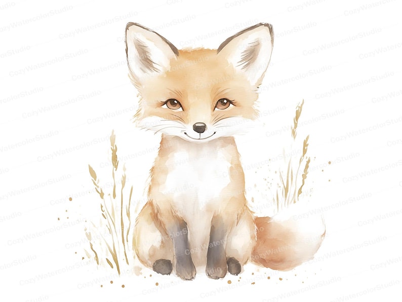 10 Cute Fox Clipart – Watercolor Woodland Animal Illustration for ...