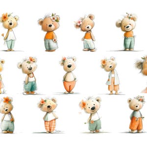 Cute Bear Clipart | 25 Fashionable Bear Pngs (digital Download) - Etsy