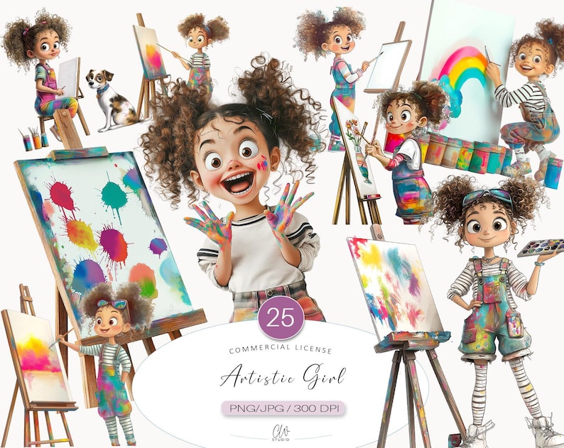 25 Artistic Girl Cliparts for Scrapbooking and Junk Journal | Colorful ...