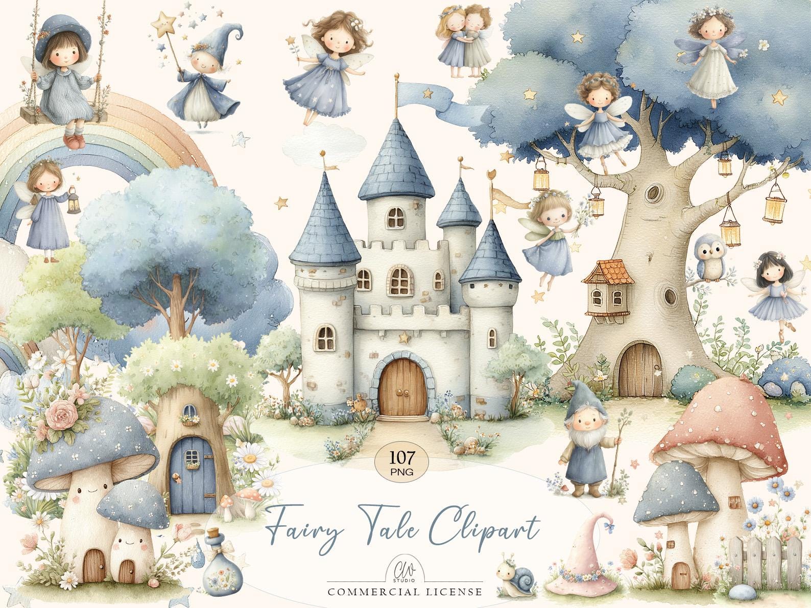 107 Fairy Tale Castle Clipart | Watercolor Fairies, Magic Forest ...