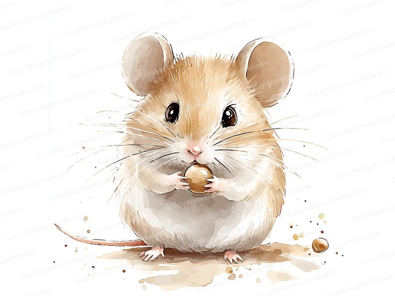 10 Adorable Mouse Watercolor Clipart – Cute Animal Art for Baby Shower ...