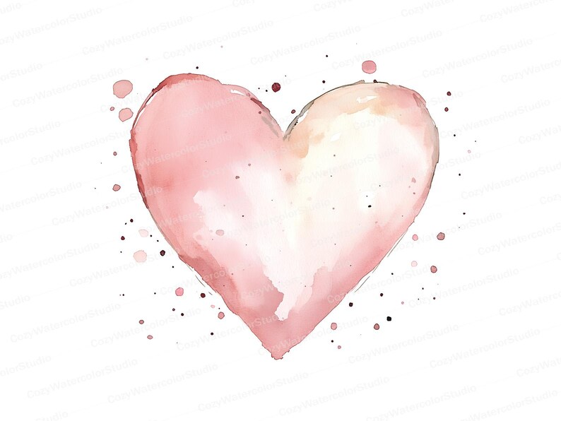 Watercolor Heart Clipart: Romantic Pink Art (instant Download) - Etsy