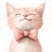 Watercolor Kitten Clipart: Smiling Cat With Pink Bow (JPG) - Etsy