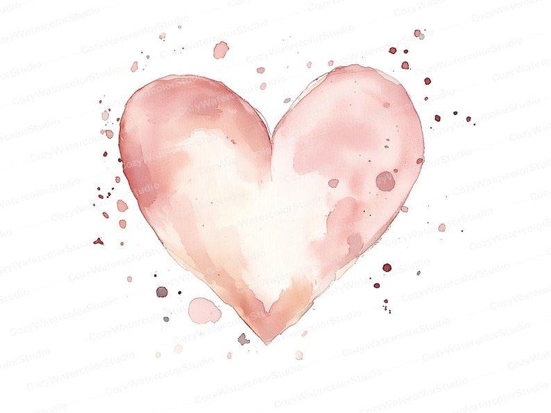 Watercolor Heart Clipart: Romantic Pink Art (instant Download) - Etsy