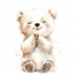 10 Cute Bear Watercolor Clipart – Adorable Animal Illustration for Baby ...