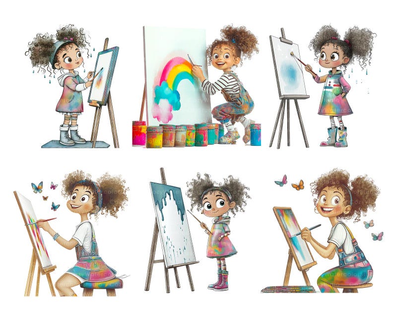 25 Artistic Girl Cliparts for Scrapbooking and Junk Journal | Colorful ...