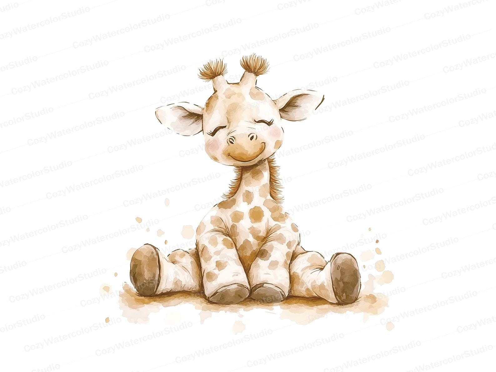 Cute Watercolor Giraffe Clipart – Jungle Animal Art (digital Download ...