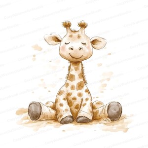Cute Watercolor Giraffe Clipart – Jungle Animal Art (digital Download ...