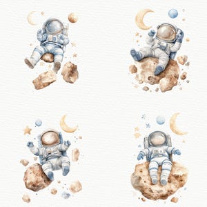 Watercolor Astronaut Clipart, Space PNG JPG, Baby Astronaut Art, Galaxy ...