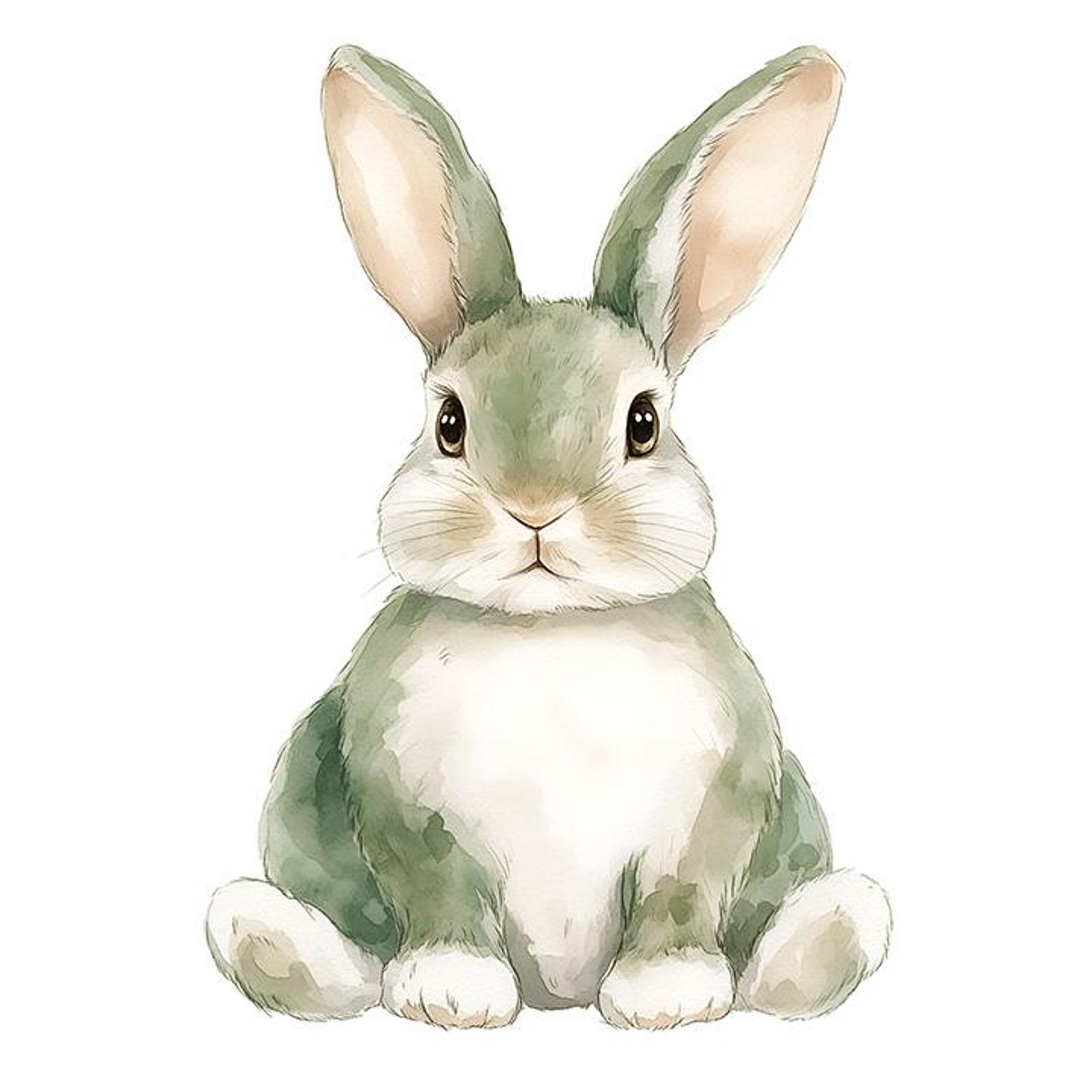 Watercolor Bunny Clipart: Easter Rabbit Illustration (JPG Download) - Etsy