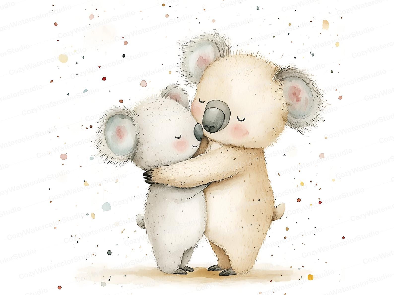 10 Watercolor Koala Clipart Set - Cute Baby Animals in Pastel Tones ...