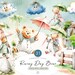 31 Rainy Day Bear Clipart PNG JPG | Watercolor Umbrella Bear Clipart ...