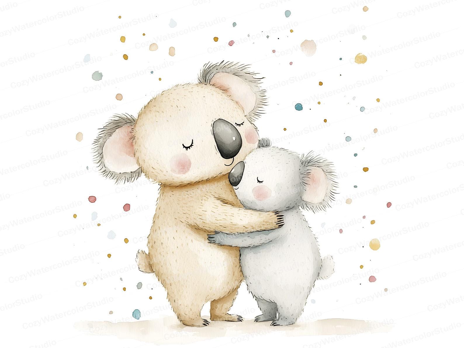 10 Watercolor Koala Clipart Set - Cute Baby Animals in Pastel Tones ...