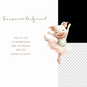 Ballerina Pig Clipart | Cute Ballet Illustrations (PNG JPG) - Etsy