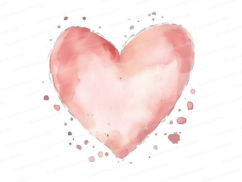 Watercolor Heart Clipart: Romantic Pink Art (instant Download) - Etsy