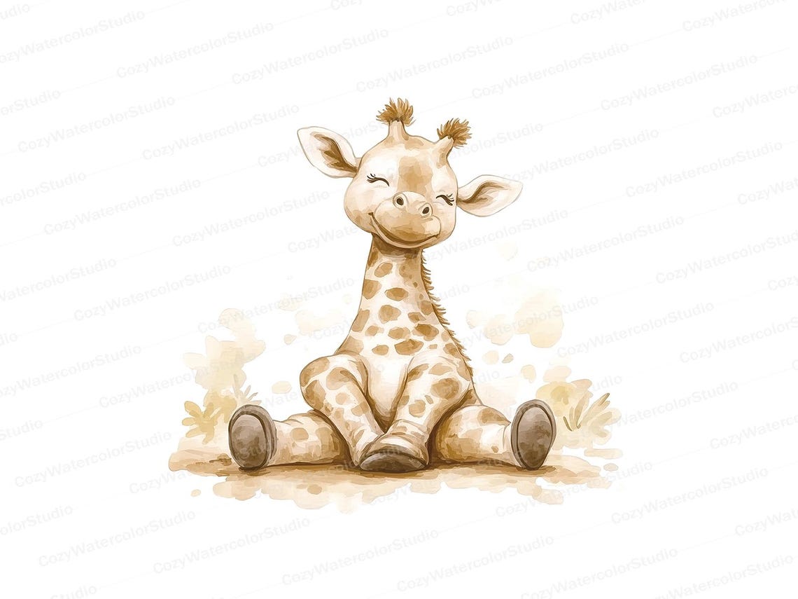 Cute Watercolor Giraffe Clipart – Jungle Animal Art (digital Download ...