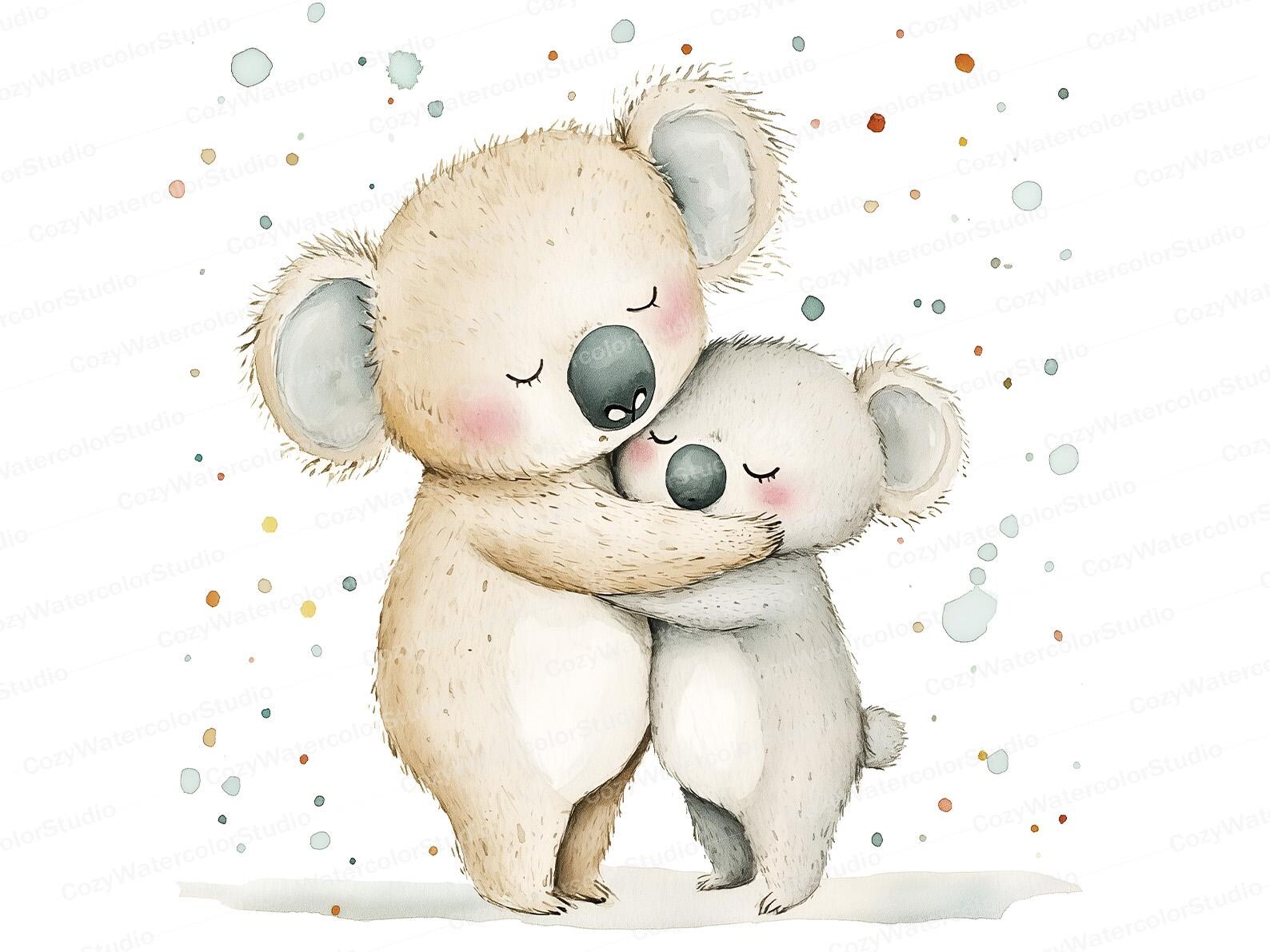 10 Watercolor Koala Clipart Set - Cute Baby Animals in Pastel Tones ...