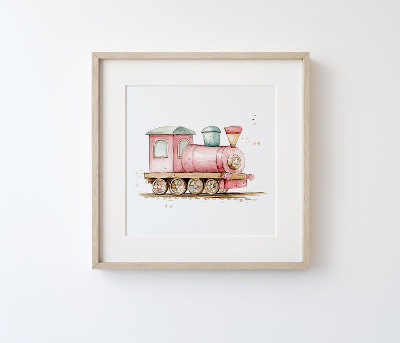 Pastel Train Clipart: Vintage Railway Illustrations (PNG JPG Digital ...