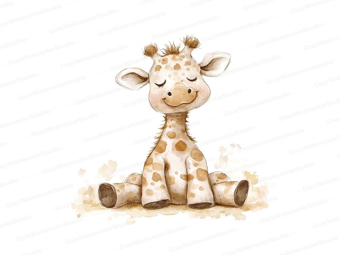 Cute Watercolor Giraffe Clipart – Jungle Animal Art (digital Download ...