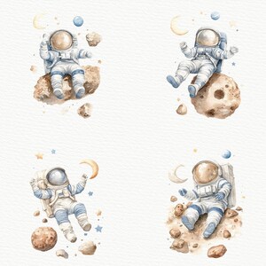 Watercolor Astronaut Clipart, Space PNG JPG, Baby Astronaut Art, Galaxy ...