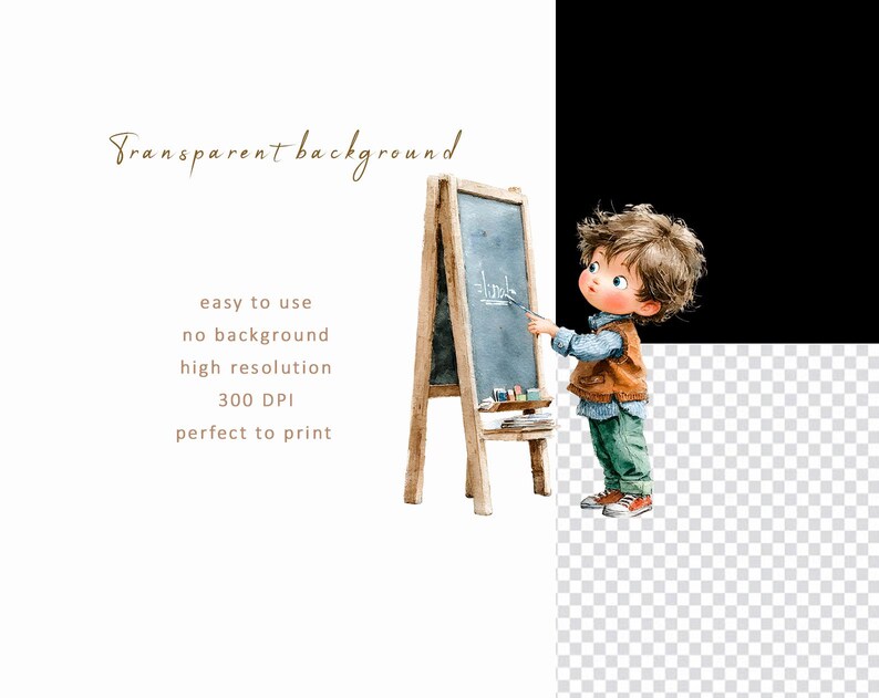 Watercolor Math Clipart: Kids, Teachers, Chalkboard Art (PNG Digital ...