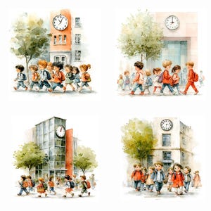 Watercolor School Clipart: Back to School Illustrations (19 Jpgs, 300 ...