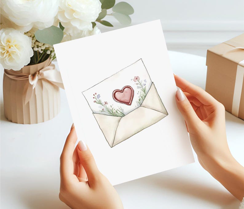 10 Watercolor Love Letter Clipart | Romantic Valentine’s Day Art ...