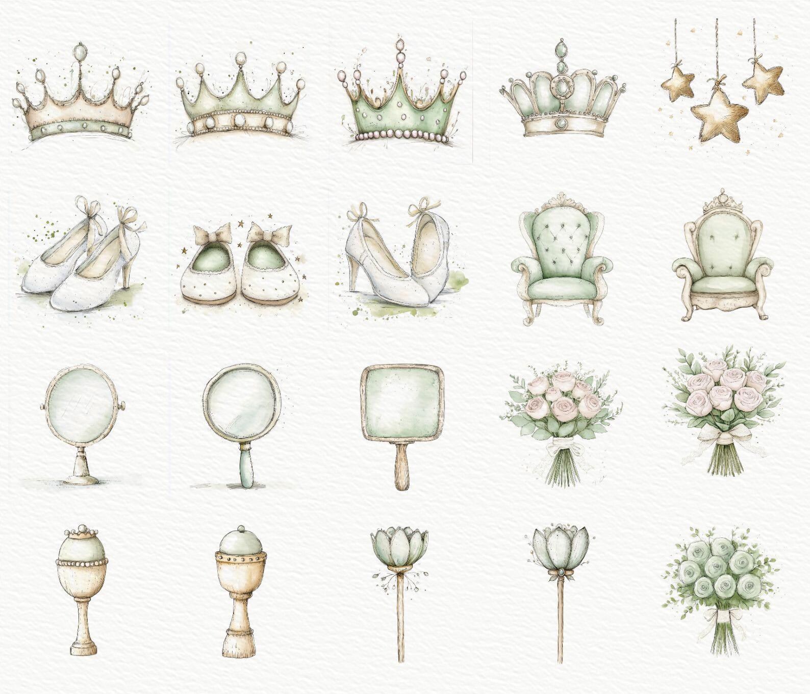 Fairy Tale Clipart - Princess and Prince PNG Set - Cute Castle ...