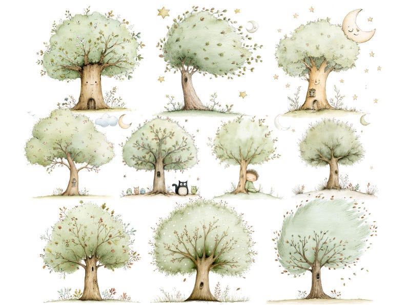 29 Dreaming Tree Clipart | Watercolor Tree PNG, Fantasy Woodland ...