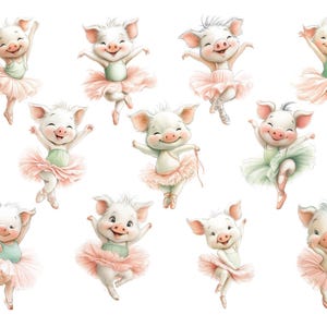 Ballerina Pig Clipart | Cute Ballet Illustrations (PNG JPG) - Etsy
