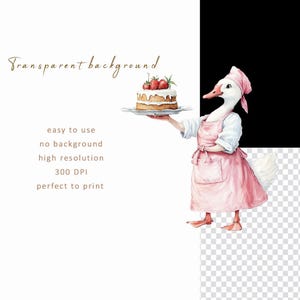 24 Goose Baking Clipart PNG JPG | Cute Duck Kitchen Art, Cupcake Bakery ...