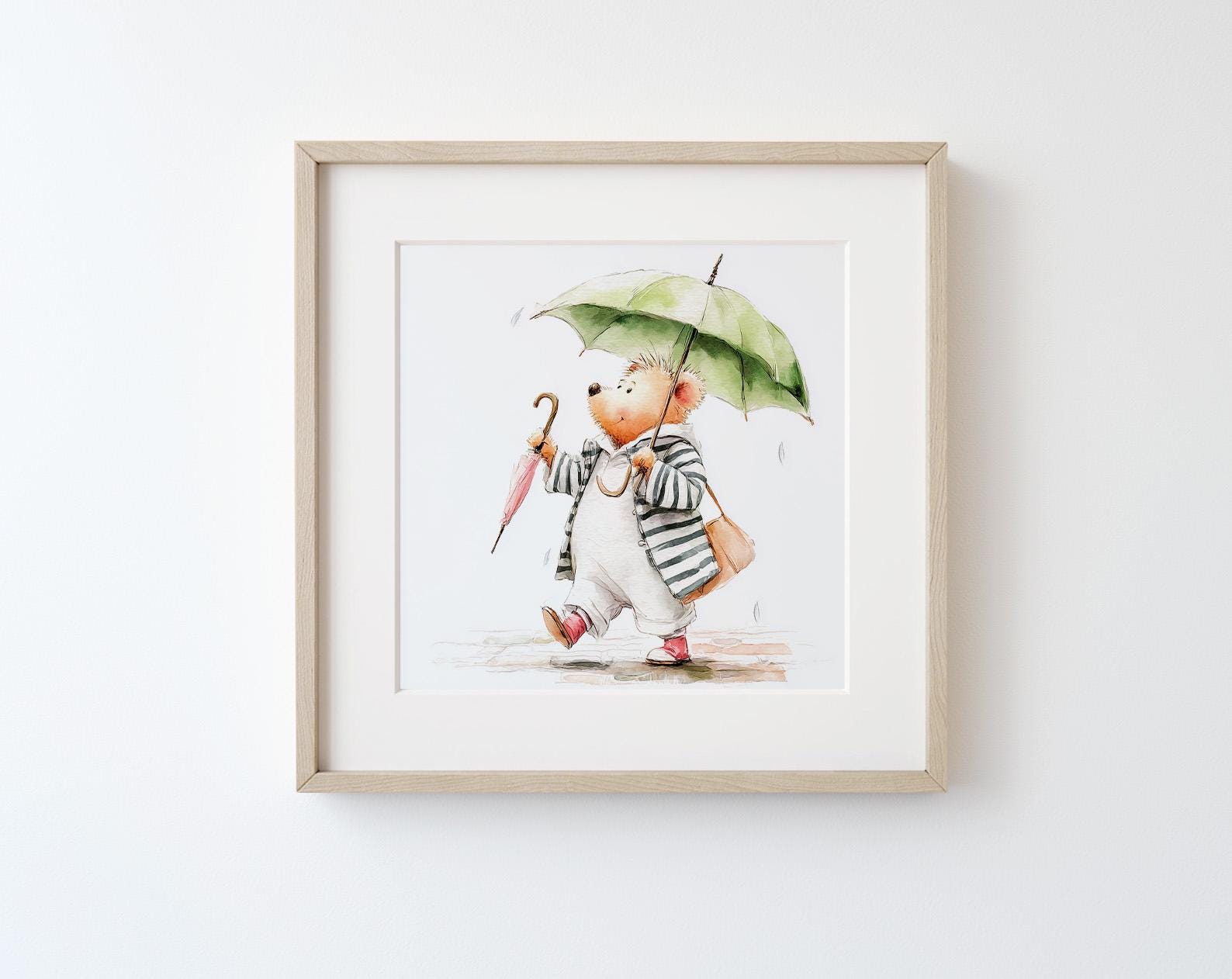 31 Rainy Day Bear Clipart PNG JPG | Watercolor Umbrella Bear Clipart ...