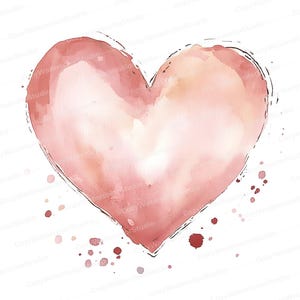 Watercolor Heart Clipart: Romantic Pink Art (instant Download) - Etsy