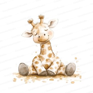 10 Cute Baby Giraffe Clipart Set - Watercolor Jungle Animal Digital ...