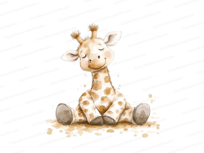 Cute Watercolor Giraffe Clipart – Jungle Animal Art (digital Download ...