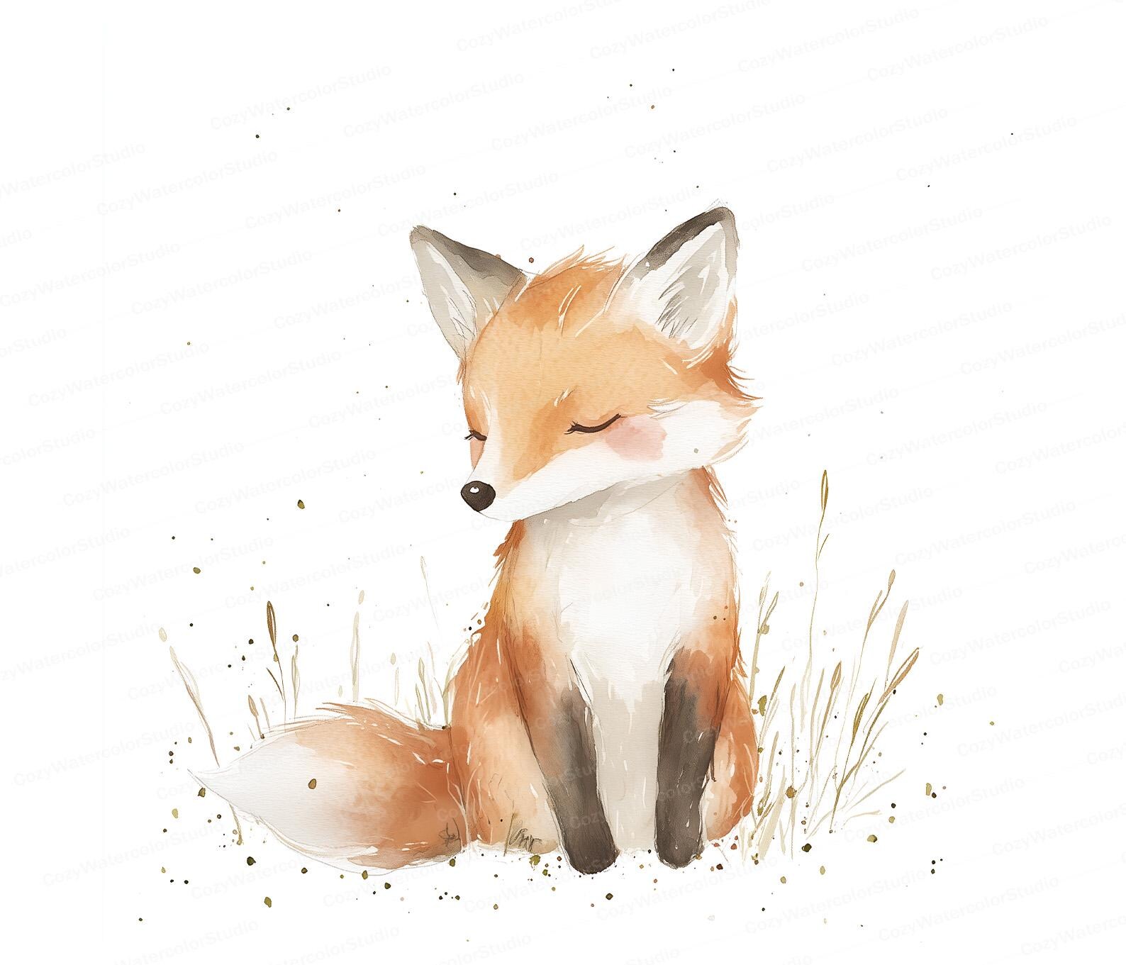 Watercolor Fox Clipart | Cute Woodland Animal Art | Digital Download ...