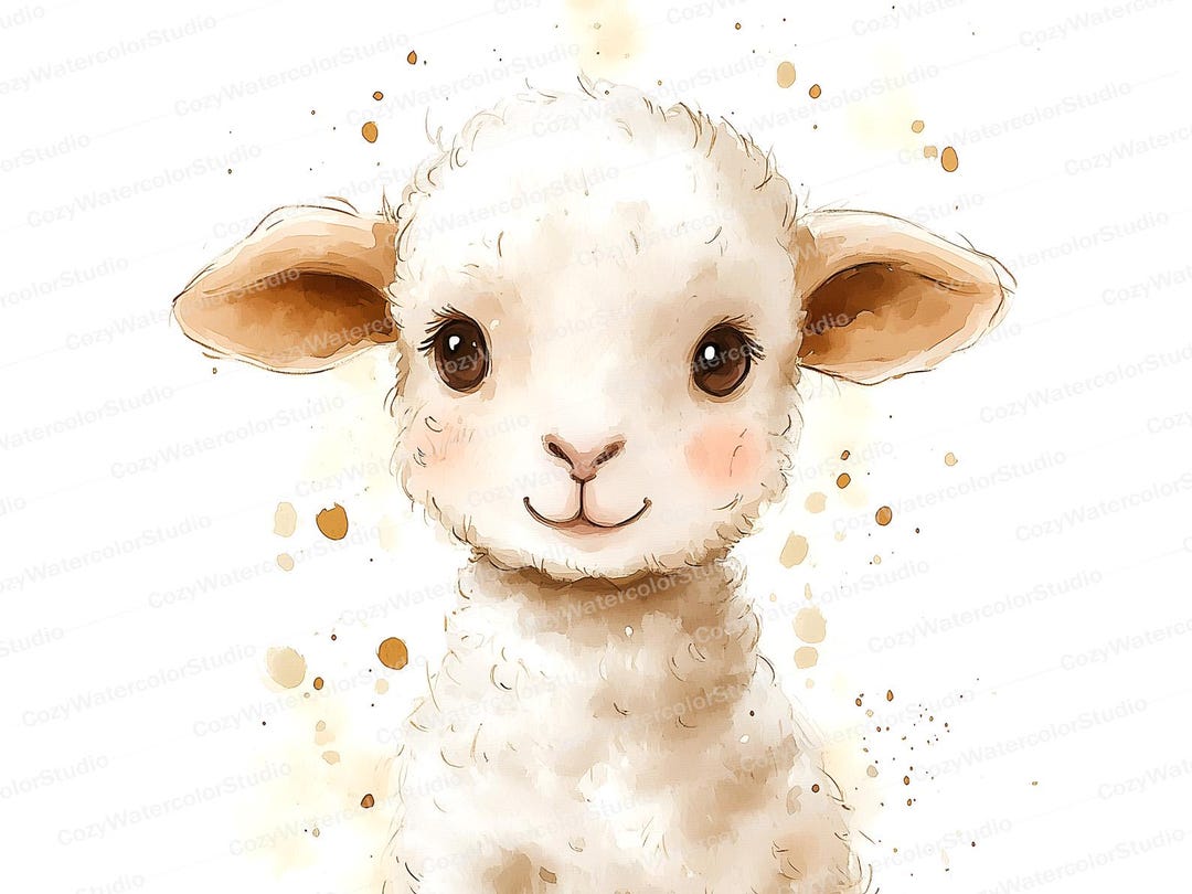 10 Sweet Baby Lamb Clipart – Watercolor Lamb Art for Baby Shower ...