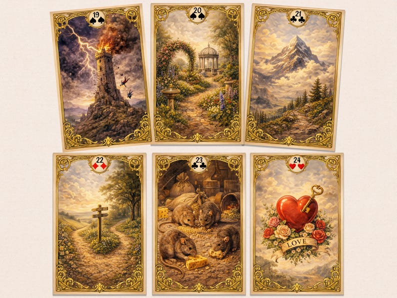 Vintage Lenormand Deck – 36 Card Printable Divination Set – Antique ...