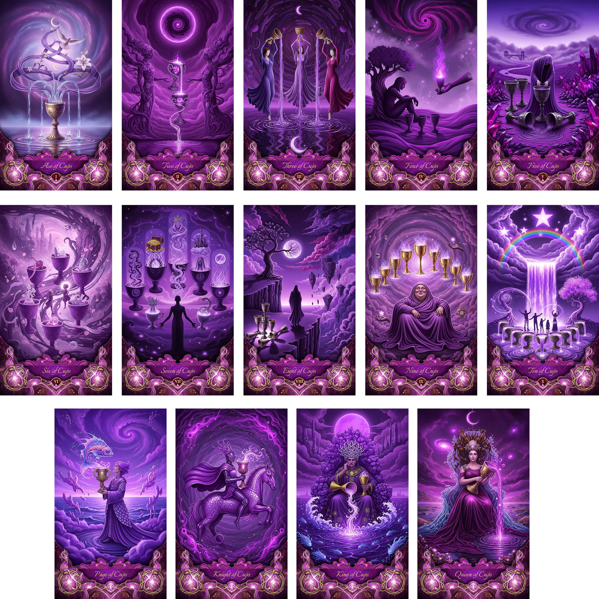 Surreal Purple Tarot Deck: 78 Mystical Violet Printable Cards (digital ...