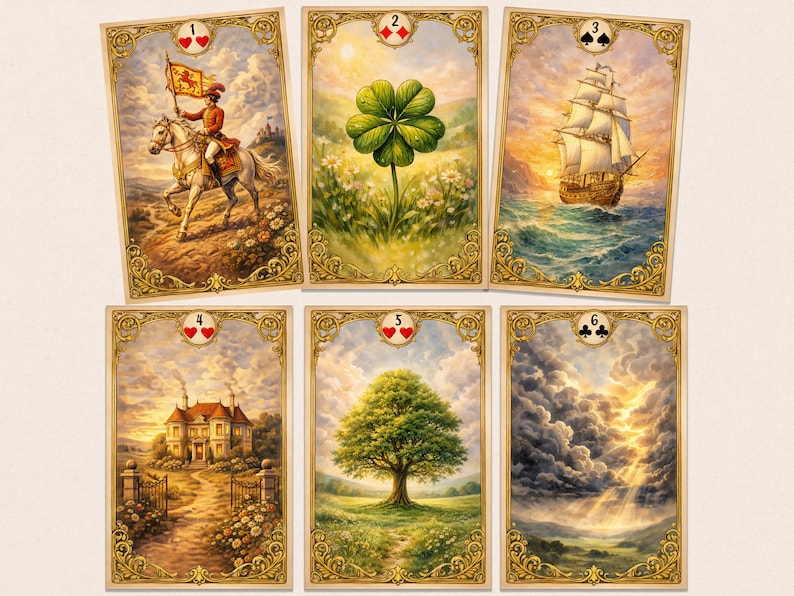 Vintage Lenormand Deck – 36 Card Printable Divination Set – Antique ...