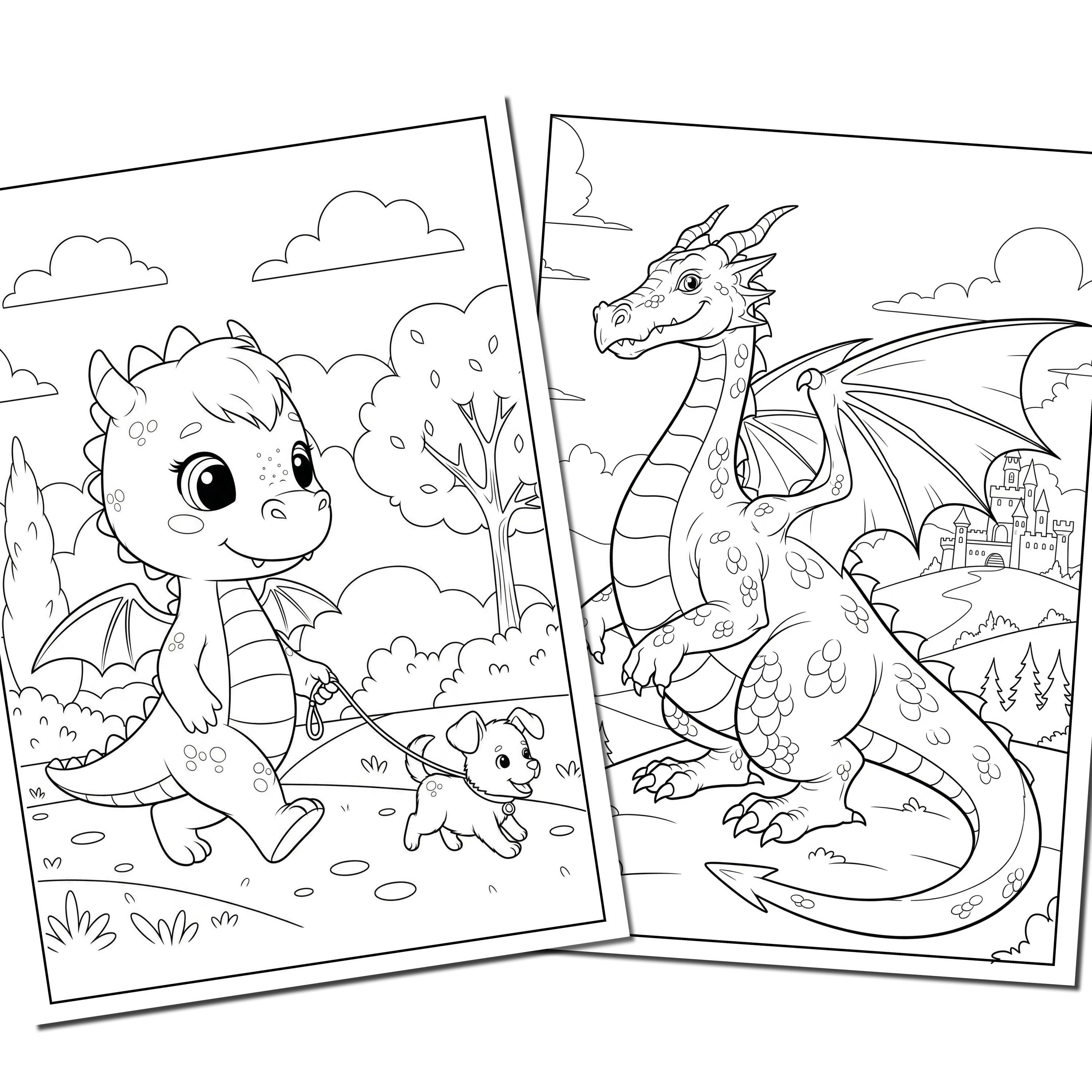 Dragon Coloring Pages for Kids | 60 Cute Fantasy Designs (PDF) - Etsy