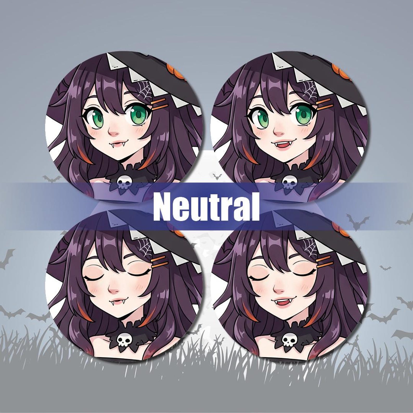 Halloween Witch Pngtuber Model: Anime Vtuber Avatar With Expressions ...