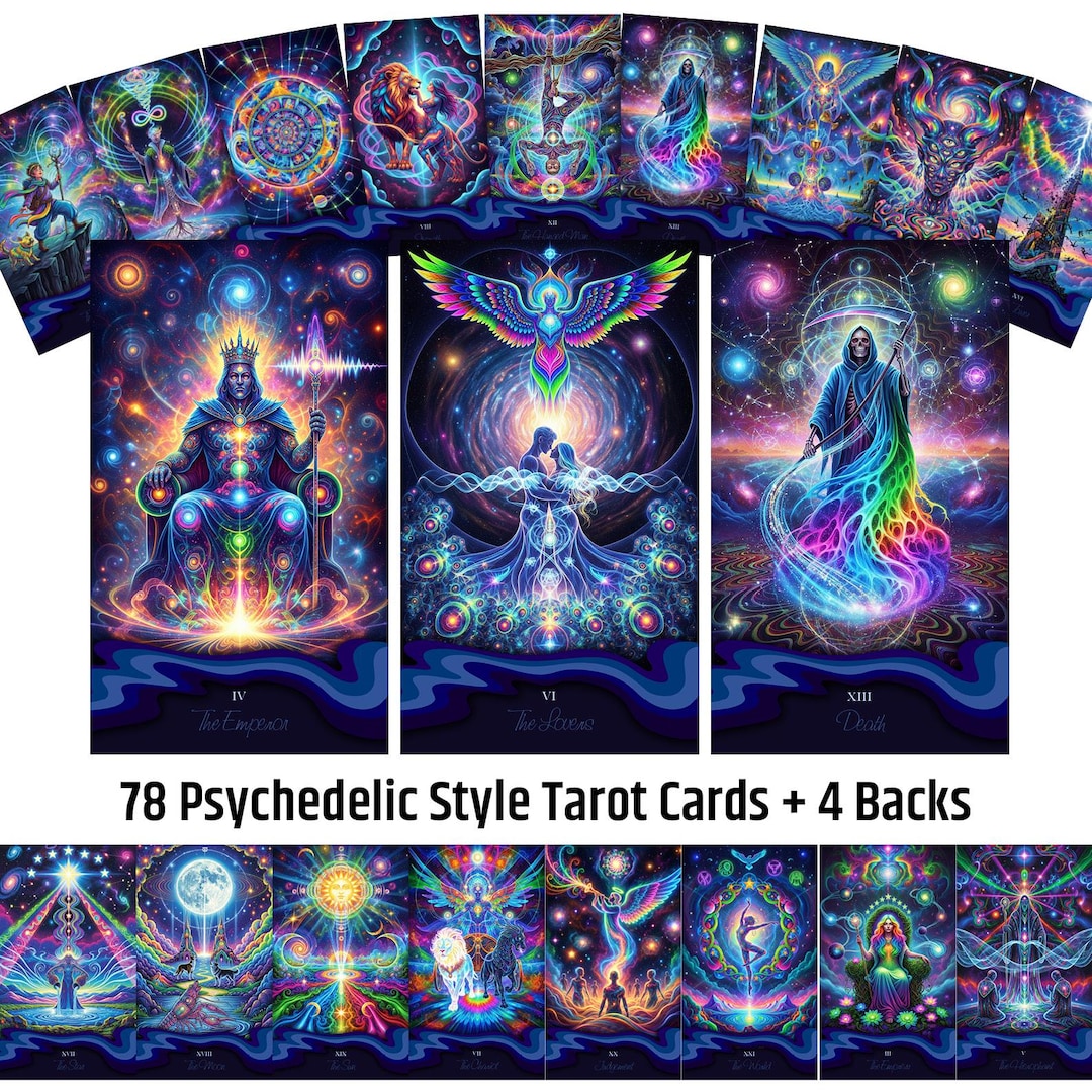 Psychedelic Tarot Card Deck: 78 Surreal Art Cards (digital Download) - Etsy