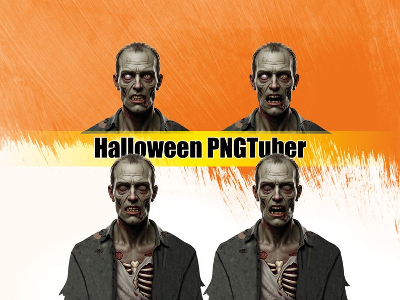 Realistic Zombie Pngtuber / Vtuber Avatar Pack | Horror Stream Overlay ...