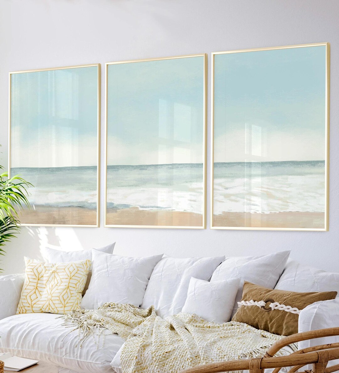 Watercolor Ocean Triptych Art Prints: Coastal Seascape Set (digital ...