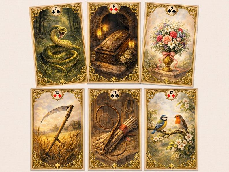 Vintage Lenormand Deck – 36 Card Printable Divination Set – Antique ...